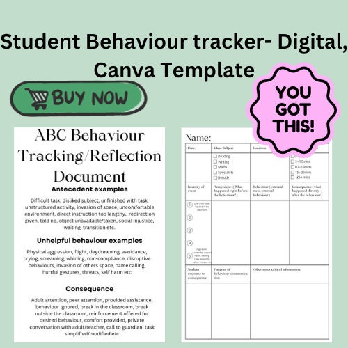 Student Behaviour Tracker, Editable Student Behaviour Tracker ...