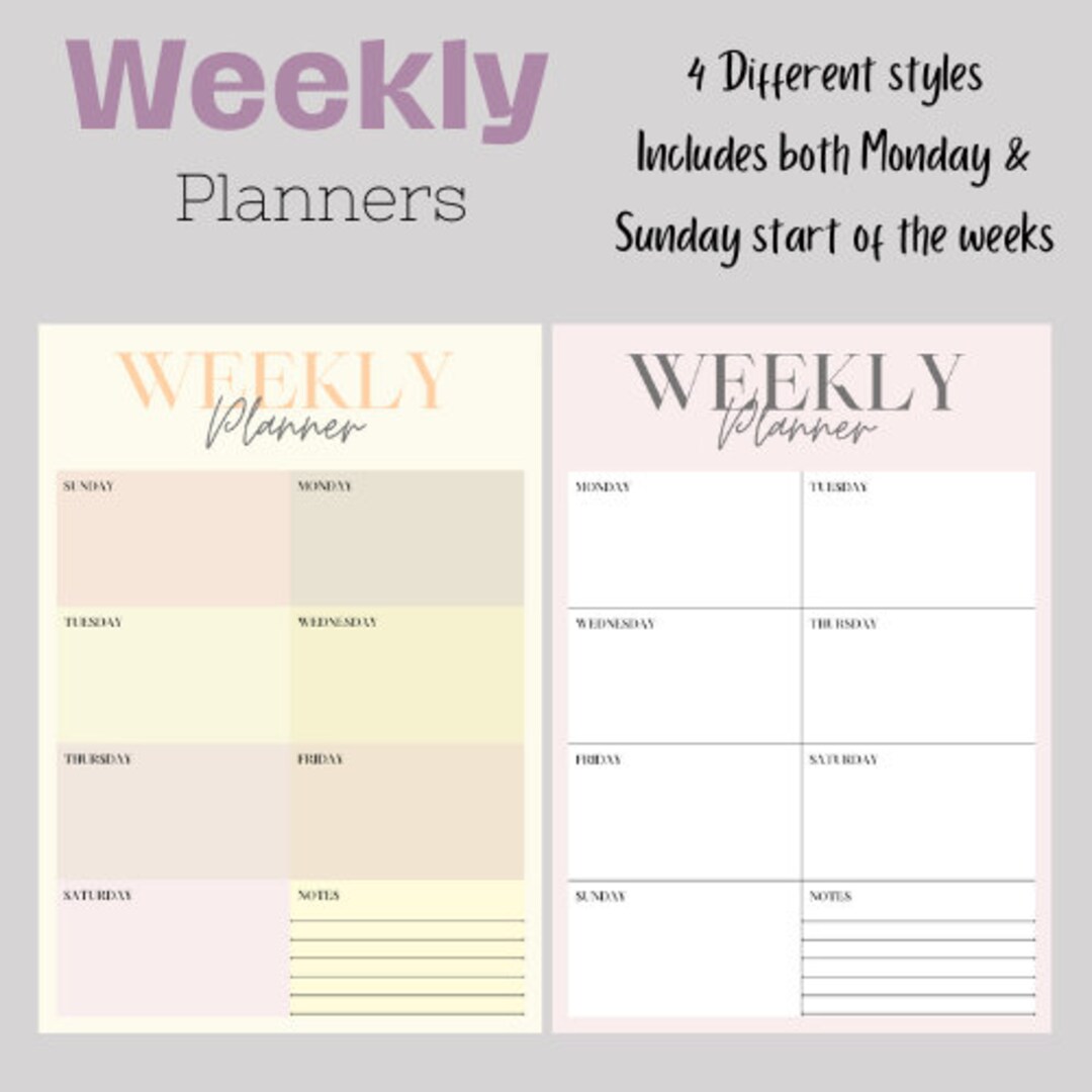 Weekly Planner Printable Portrait, Weekly Overview, Weekly Jobs List - Etsy