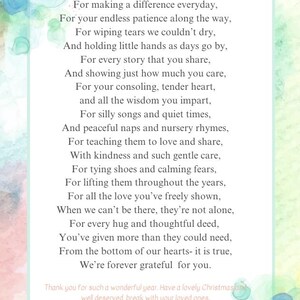 A Parents Thank You Printable Nursery Teachers Teaching Teacher's Day ...