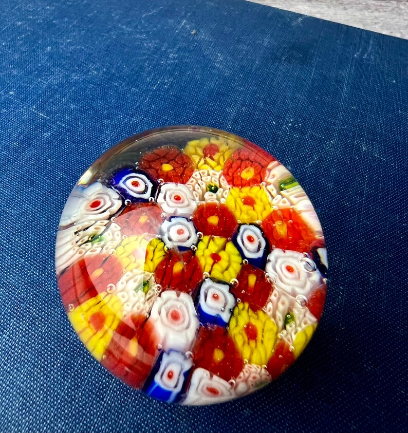 Vintage Glass Millefiori Paperweight - Etsy