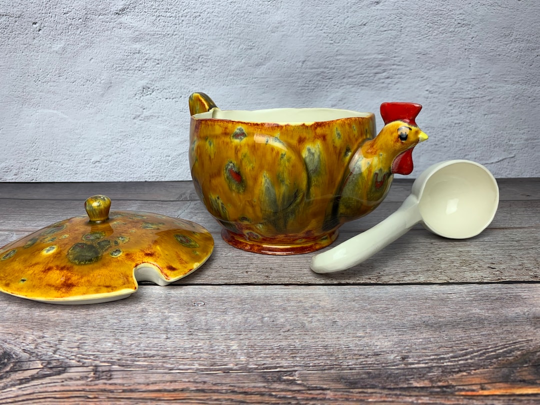 Vintage Handmade Chicken Shaped Soup Dish With Lid and Ladle - Etsy