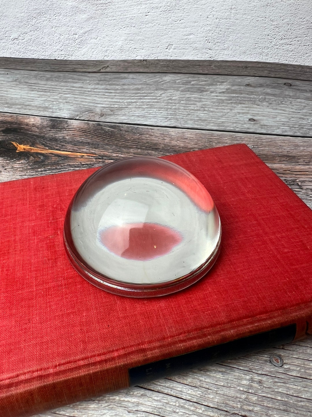 Vintage Clear Glass Dome Paperweight - Etsy