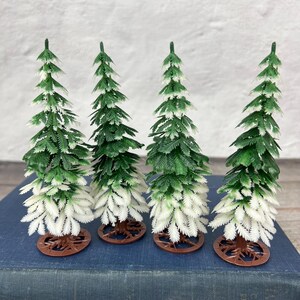 Vintage Plastic Snowy Pine Trees, Set of 4 - Etsy
