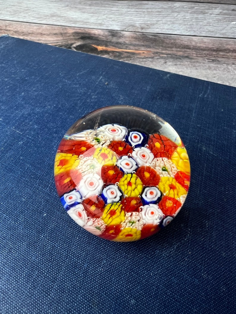 Vintage Glass Millefiori Paperweight - Etsy