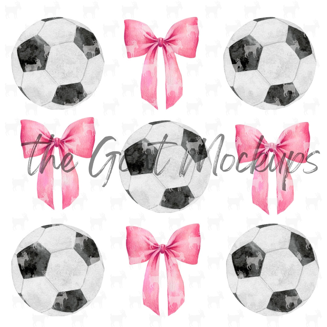 Coquette Bows & Soccer Balls, Pink Bows, Soccer for Sublimation Dtf ...
