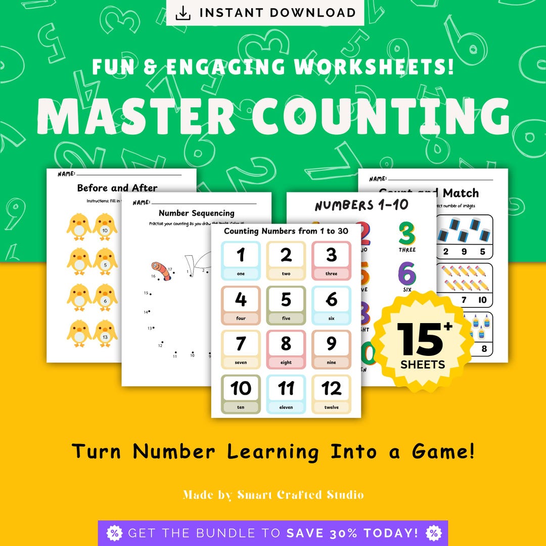 Counting & Number Recognition Worksheets | Preschool and Kindergarten ...
