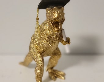 Graduation Cake, Dinosaur Cake Topper, Cake Decoration, Gold Dinosaur ...