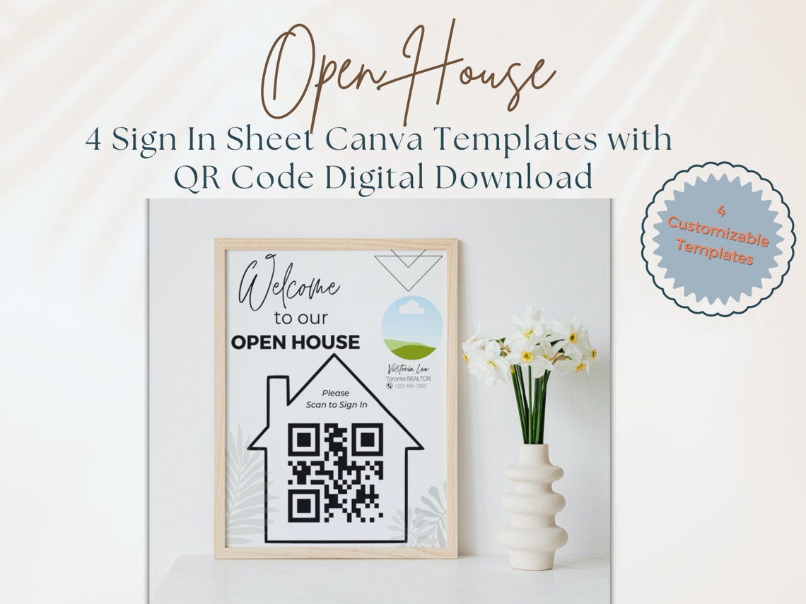 Open House Sign in Sheet W/qr Code Real Estate Marketing - Etsy