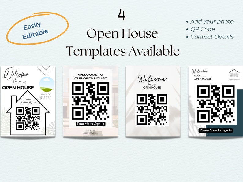 Open House Sign in Sheet W/qr Code Real Estate Marketing - Etsy
