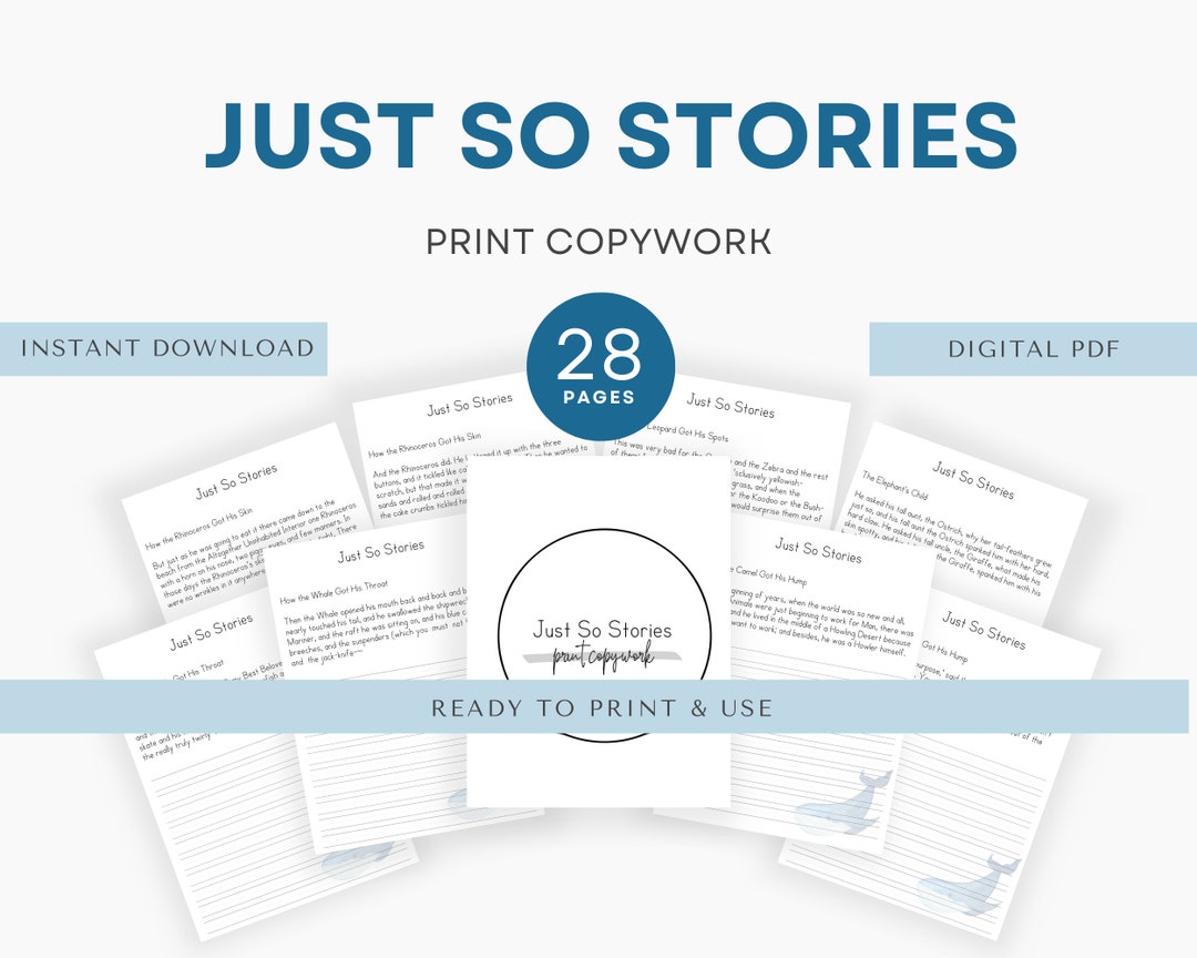 Just so Stories Print Copy Work, Charlotte Mason Copywork, Handwriting ...