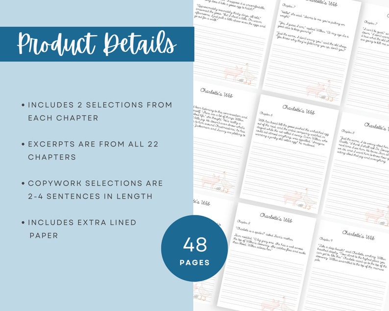Charlotte’s Web Cursive Copy Work, Charlotte Mason Copywork ...