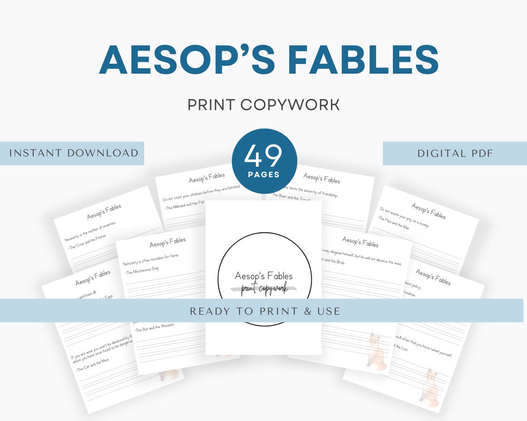Aesop’s Fables Print Copy Work, Charlotte Mason Copywork, Handwriting ...