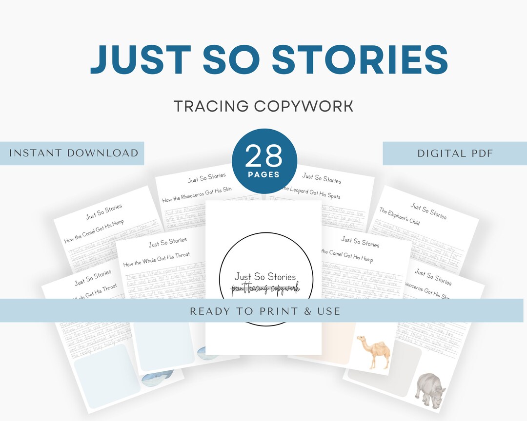 Just so Stories Tracing Copy Work, Charlotte Mason Copywork ...