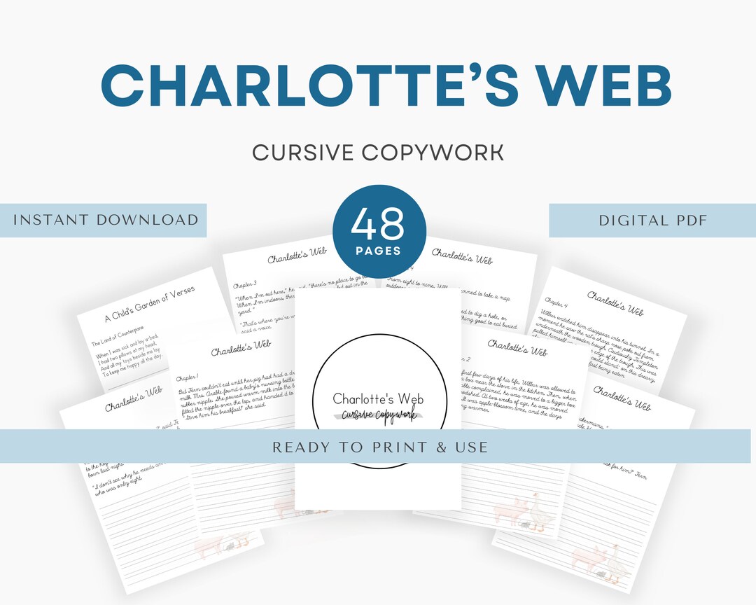 Charlotte’s Web Cursive Copy Work, Charlotte Mason Copywork ...