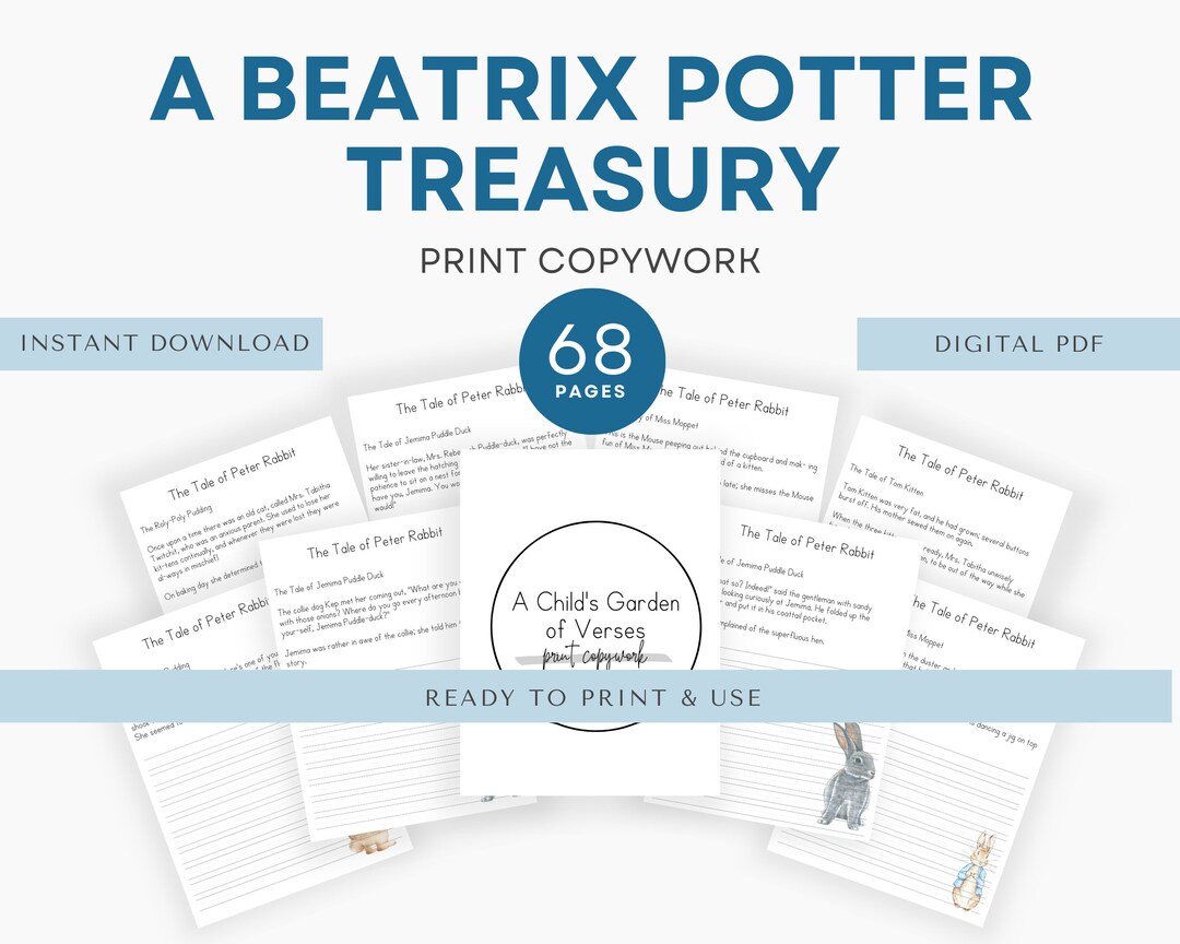 Beatrix Potter Treasury Print Copy Work, Charlotte Mason Copywork ...