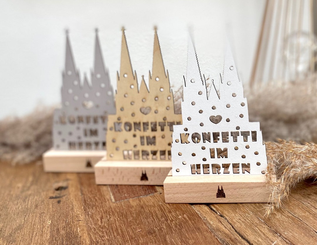 Kölner Dom Aufsteller " Konfetti im Herzen " mit Namen personalisierbar ...
