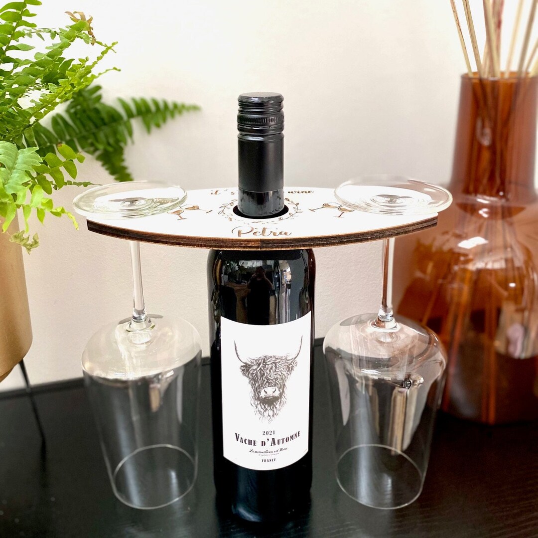 Wine Butler Personalized for 2 Glasses / Wine Glass Holder / Wine Caddy ...