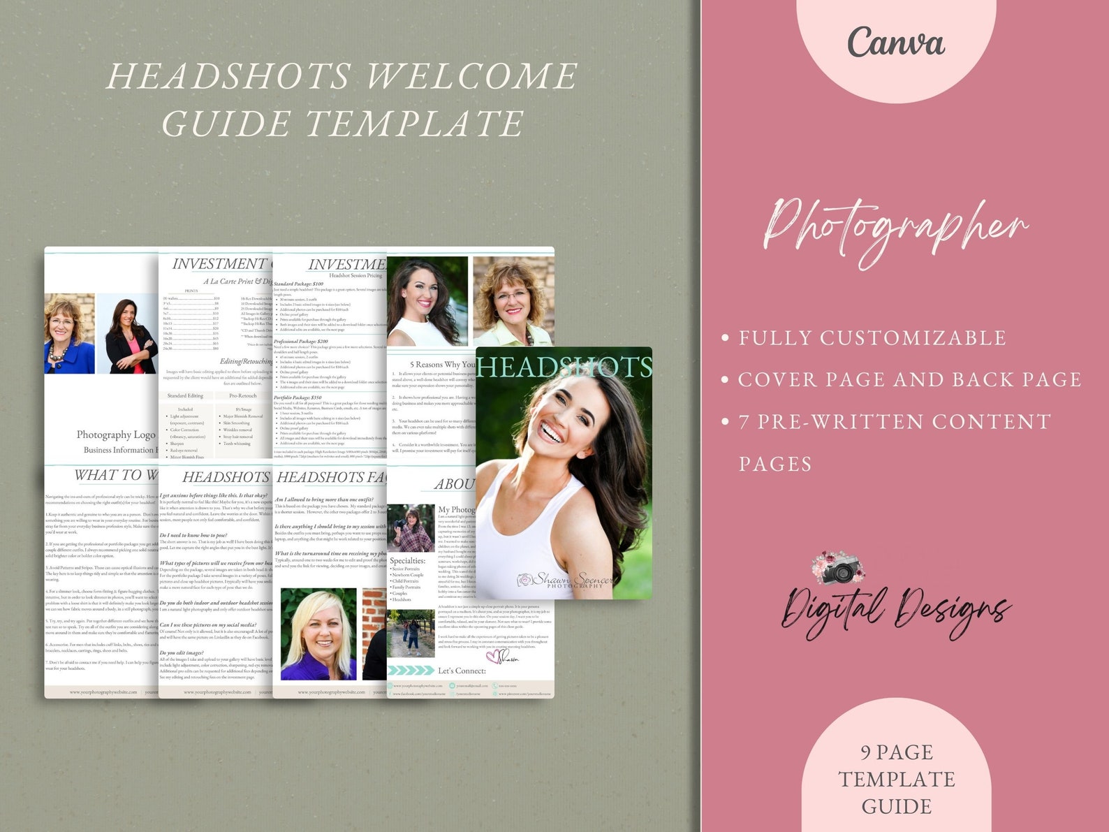 Headshots Session Welcome Guide, Headshot Photography Guide, CANVA ...