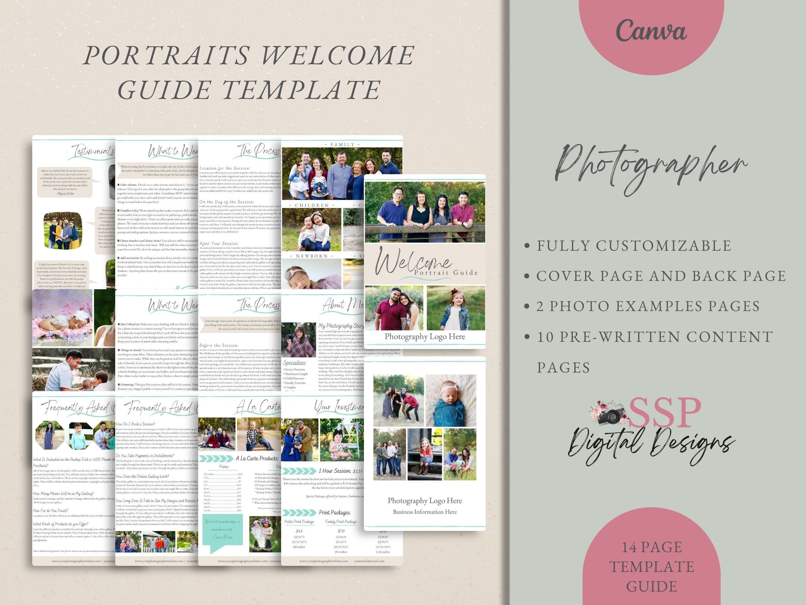 Portrait Welcome Guide, Session Welcome Guide Template, Portrait Guide ...