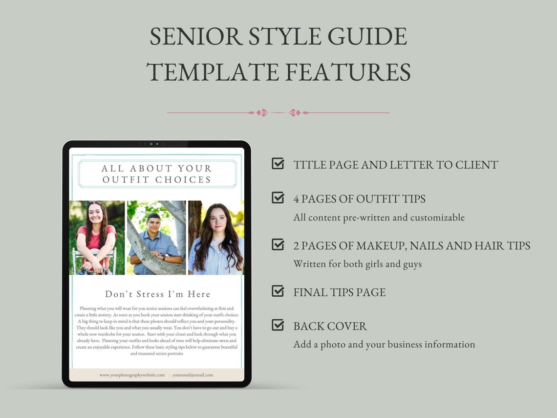 Canva Senior Portrait Style Guide, Senior Photography Style Guide, What ...