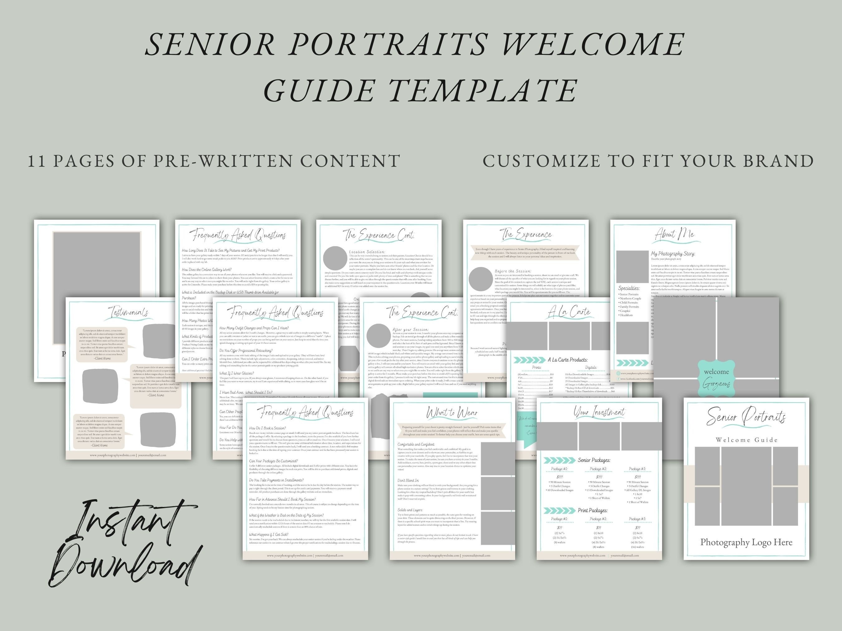 Canva Senior Portraits Welcome Guide, Photography Welcome Guide ...