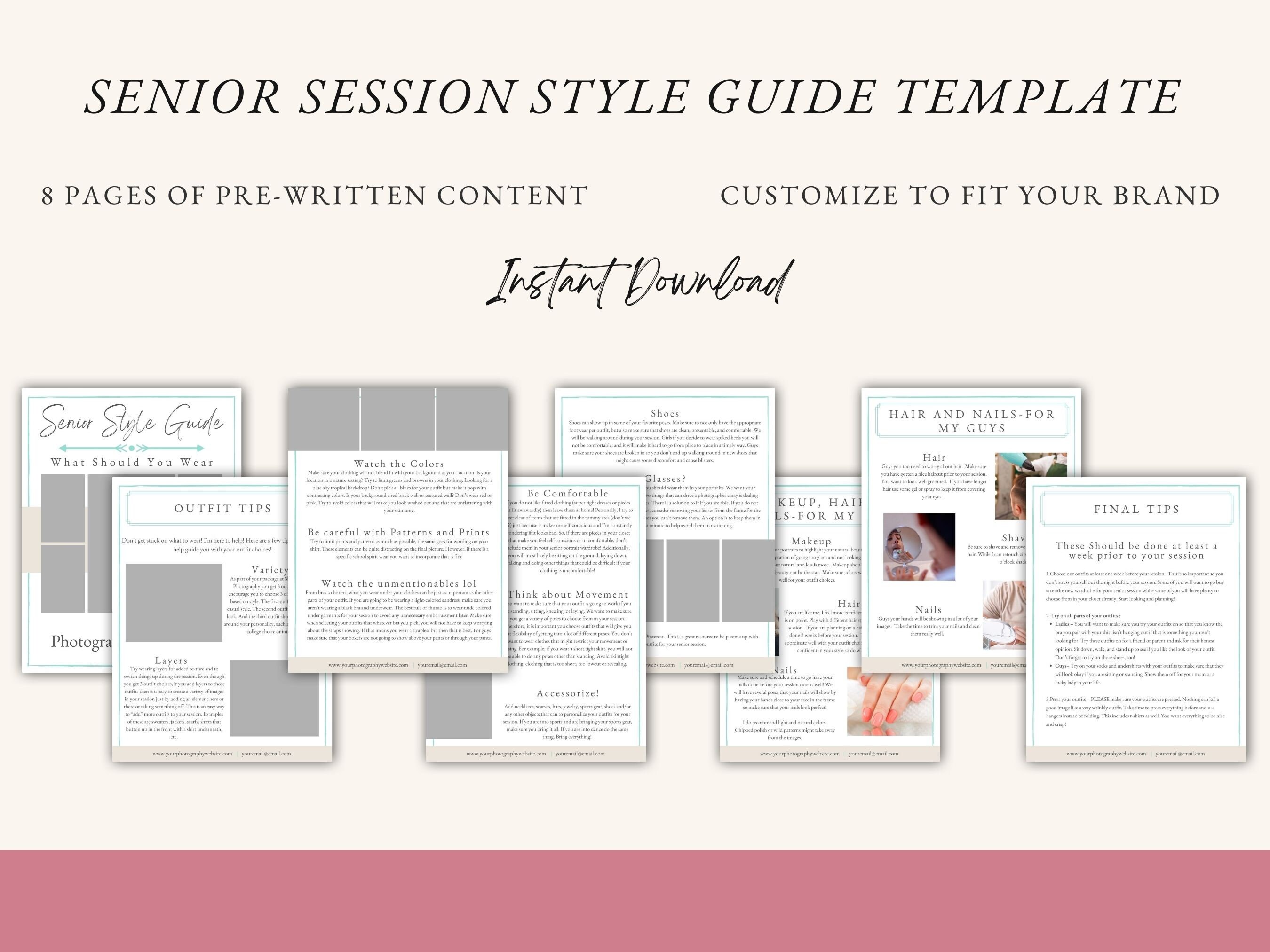 Canva Senior Portrait Style Guide, Senior Photography Style Guide, What ...