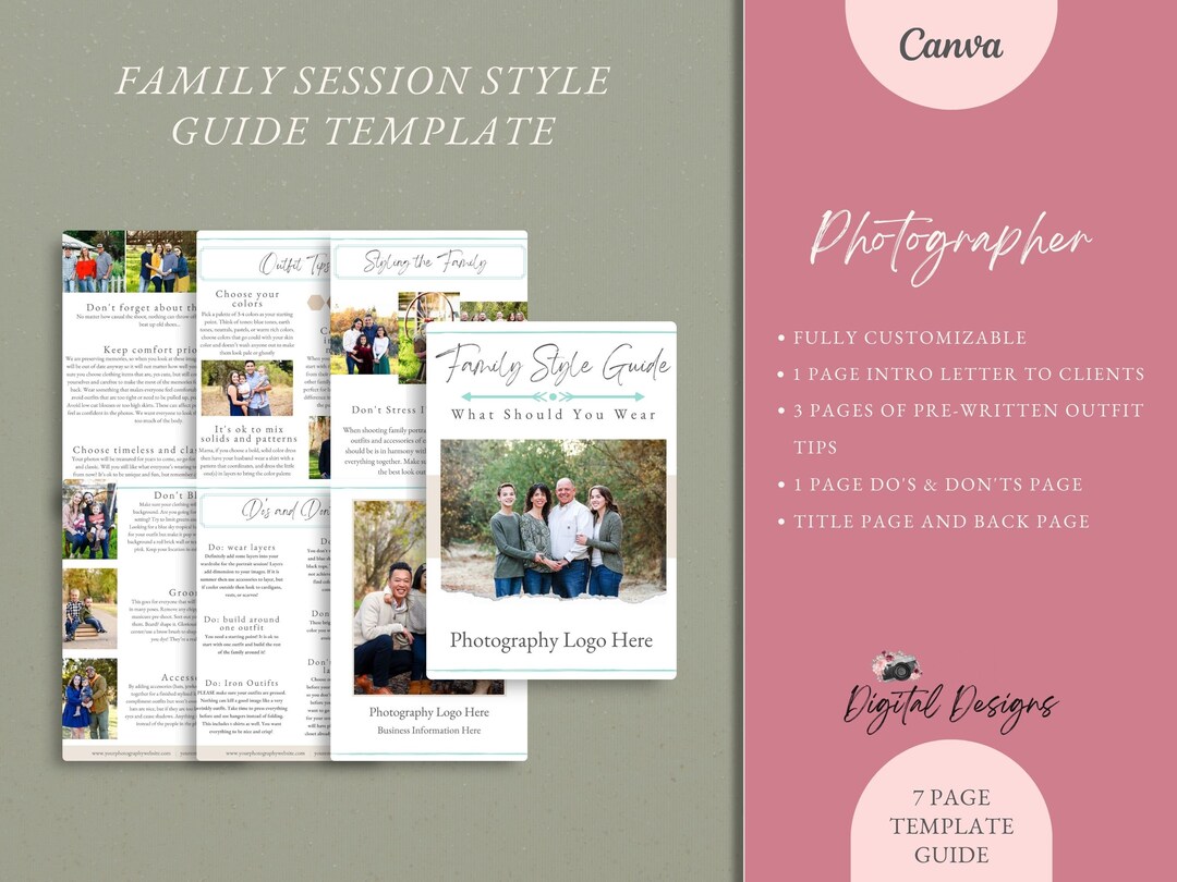 Canva Family Portrait Style Guide, Family Photography Style Guide ...