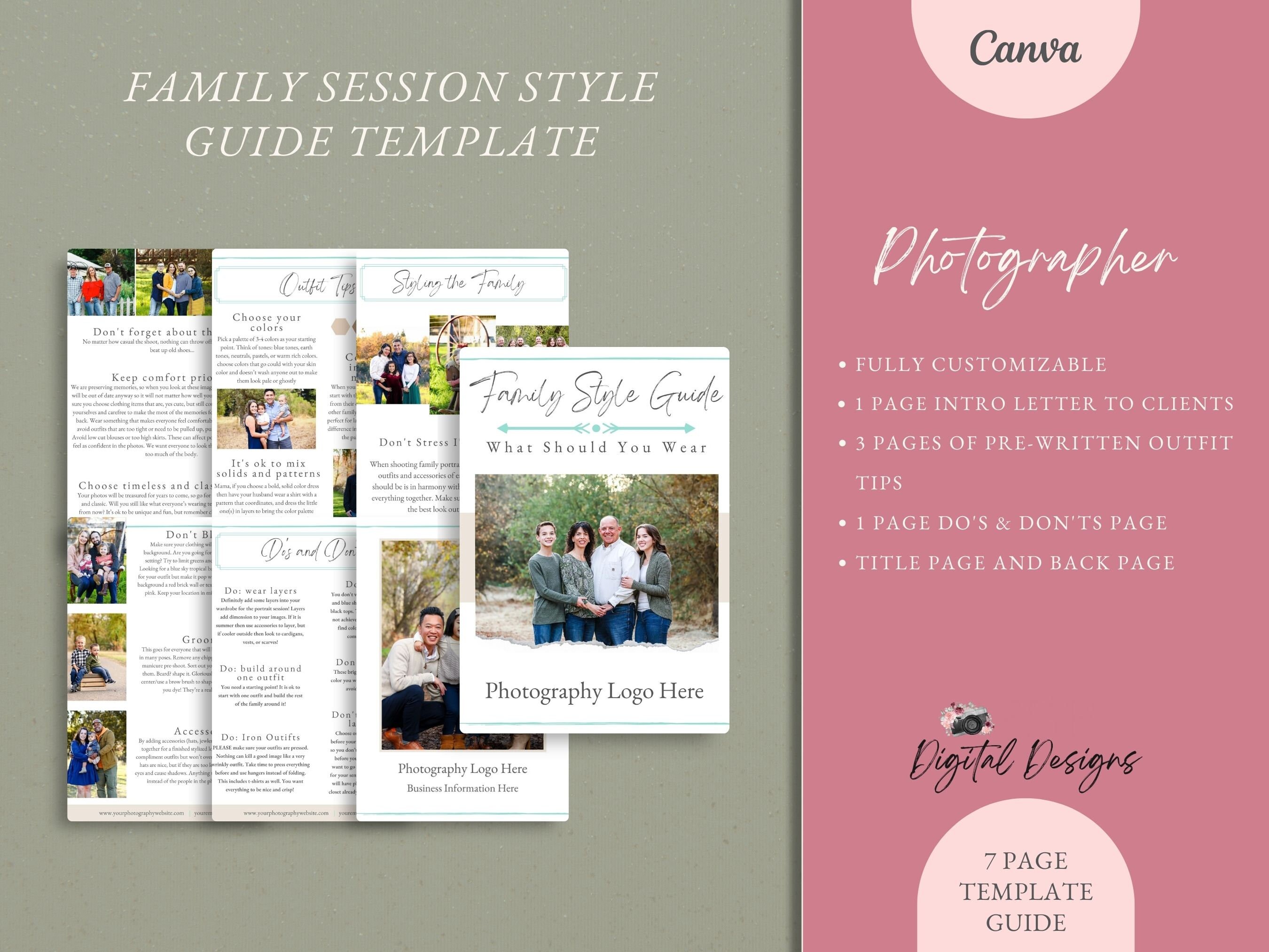 Canva Family Portrait Style Guide, Family Photography Style Guide ...