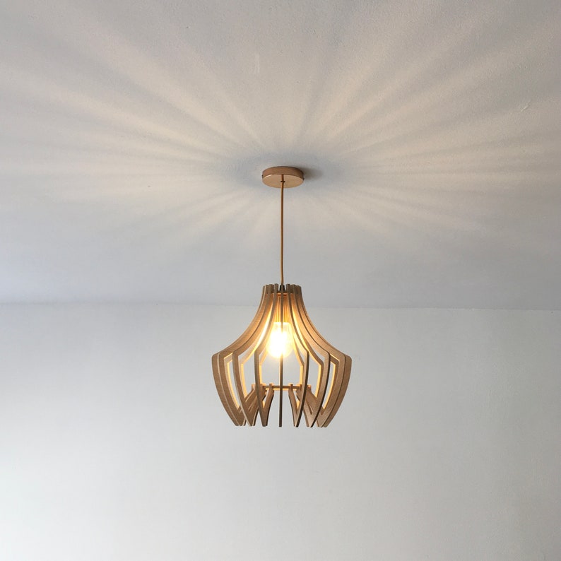 Wood Suspension Pendant Light Wooden Ceiling Fixture Lampshade - Etsy