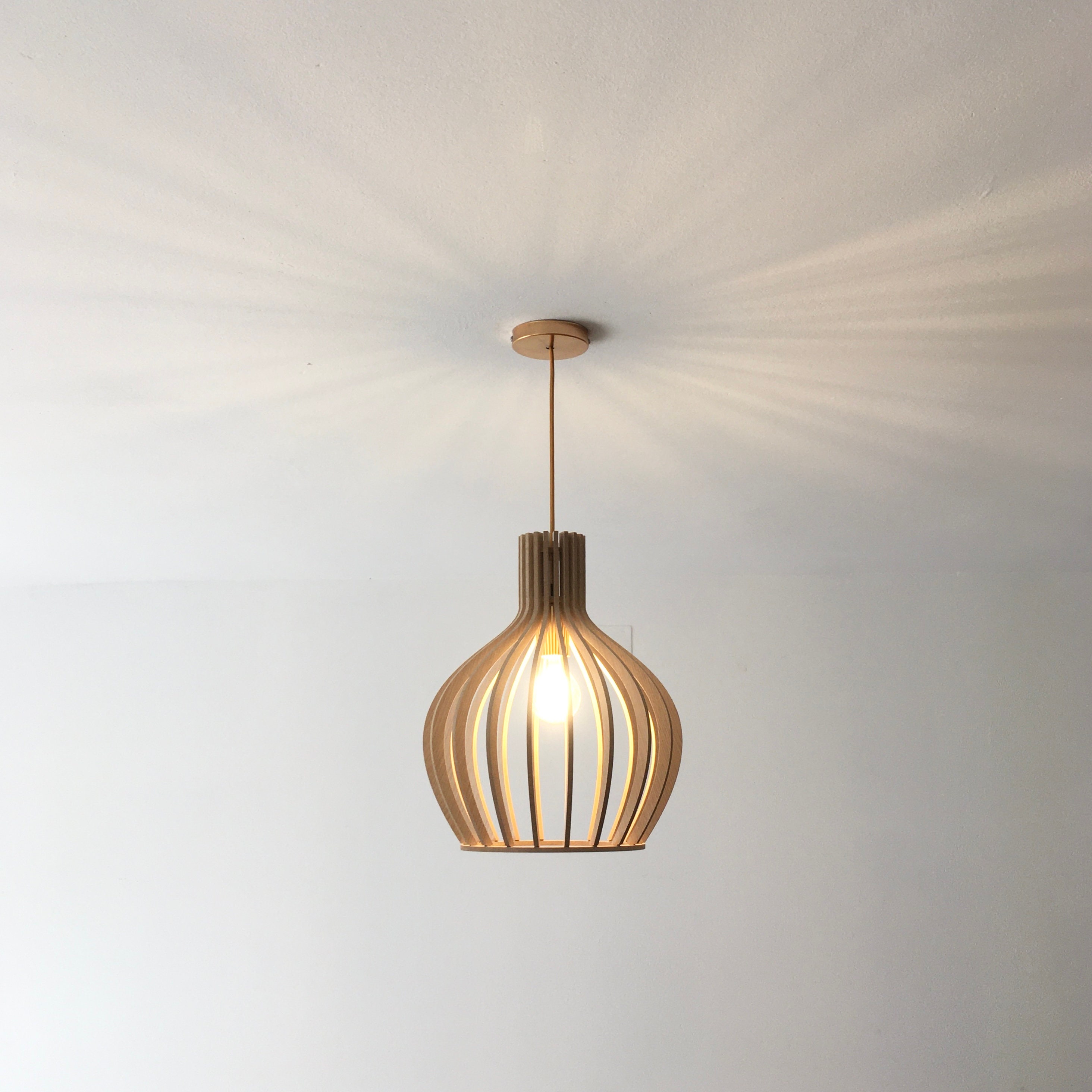 Wood Suspension Pendant Light Wooden Ceiling Fixture Lampshade Active ...