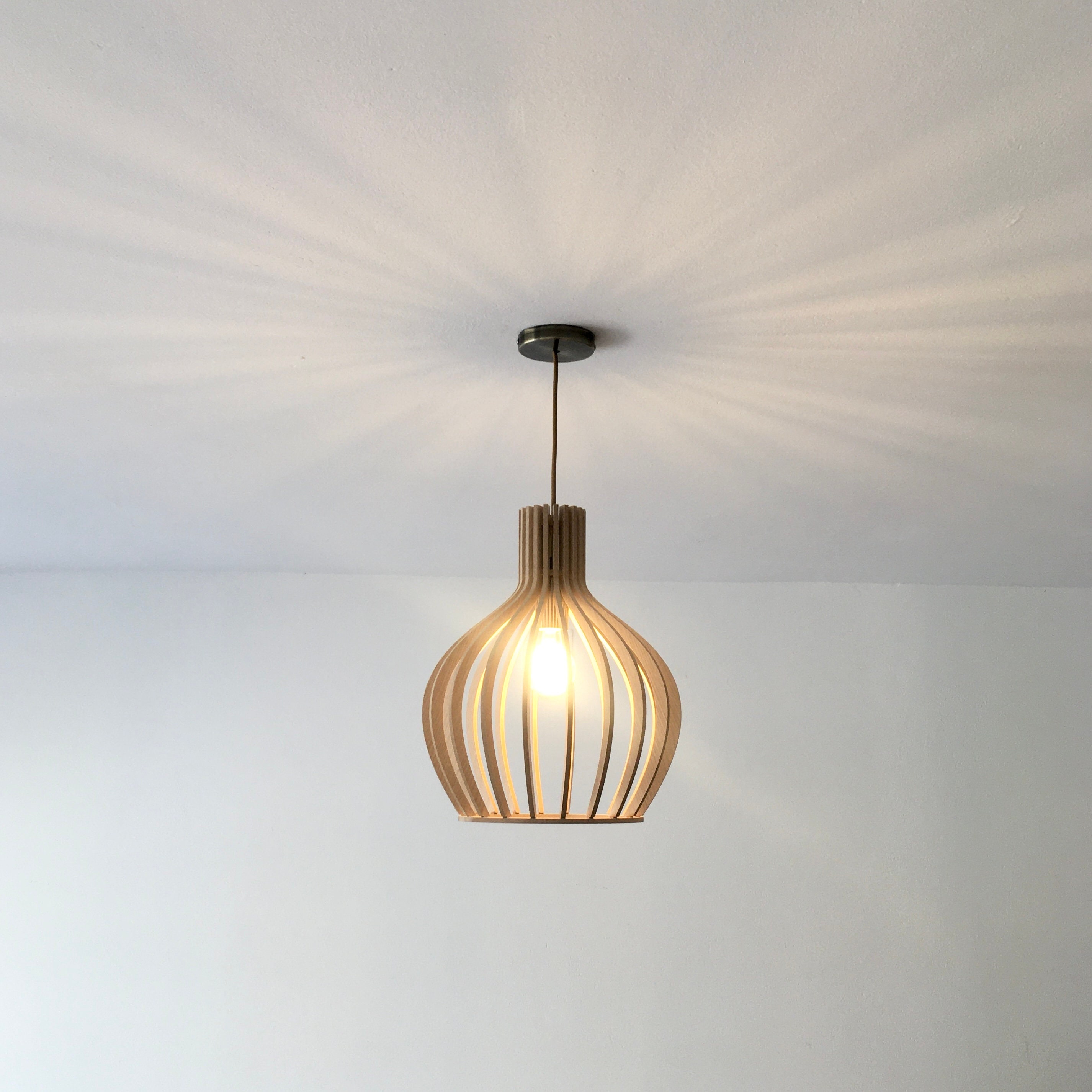 Wood Suspension Pendant Light Wooden Ceiling Fixture Lampshade Active ...