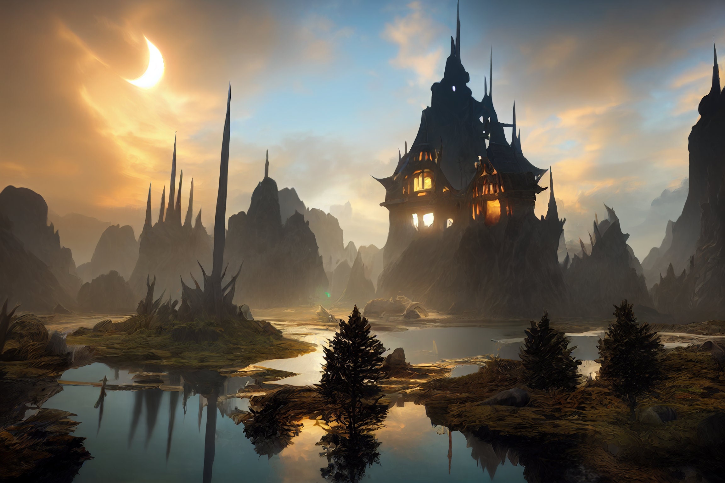 Magical Land PNG Digital Download Wallpaper Art Desktop Art Fantasy ...