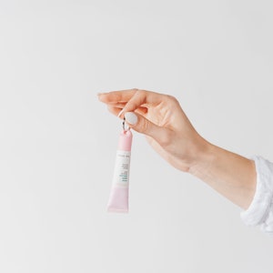 Glossier Brand Keychain Cap key Ring Included Chapstick and Lip Balm ...