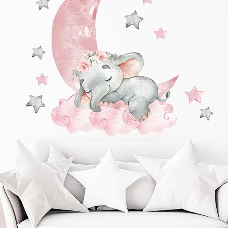 Pink Elephant Wall Decal - Etsy