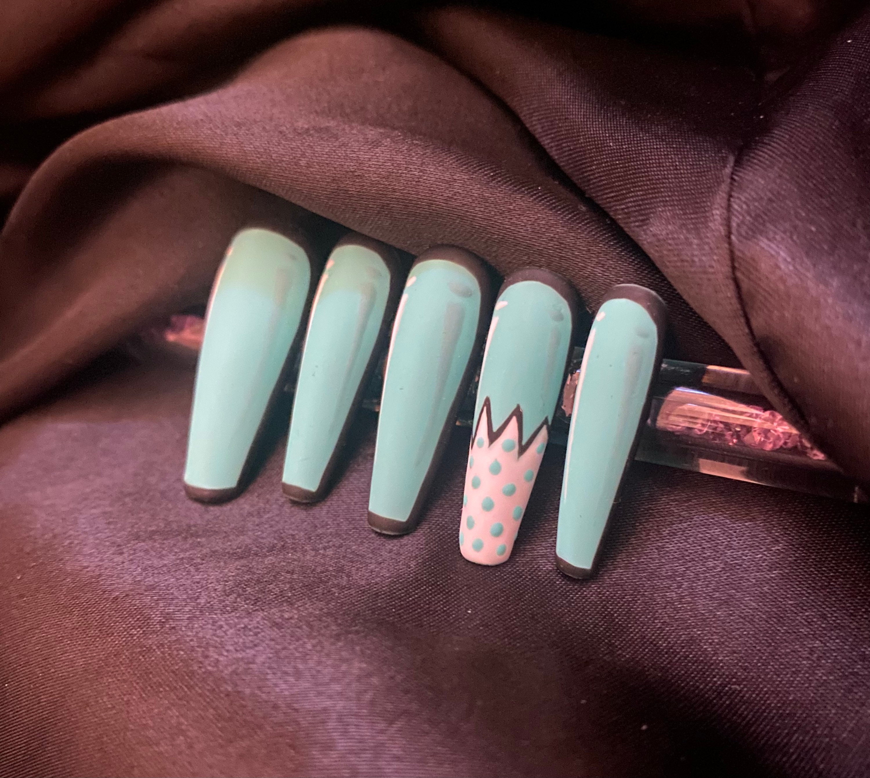 Teal Pop Art / Comic Style Press on Nails - Etsy
