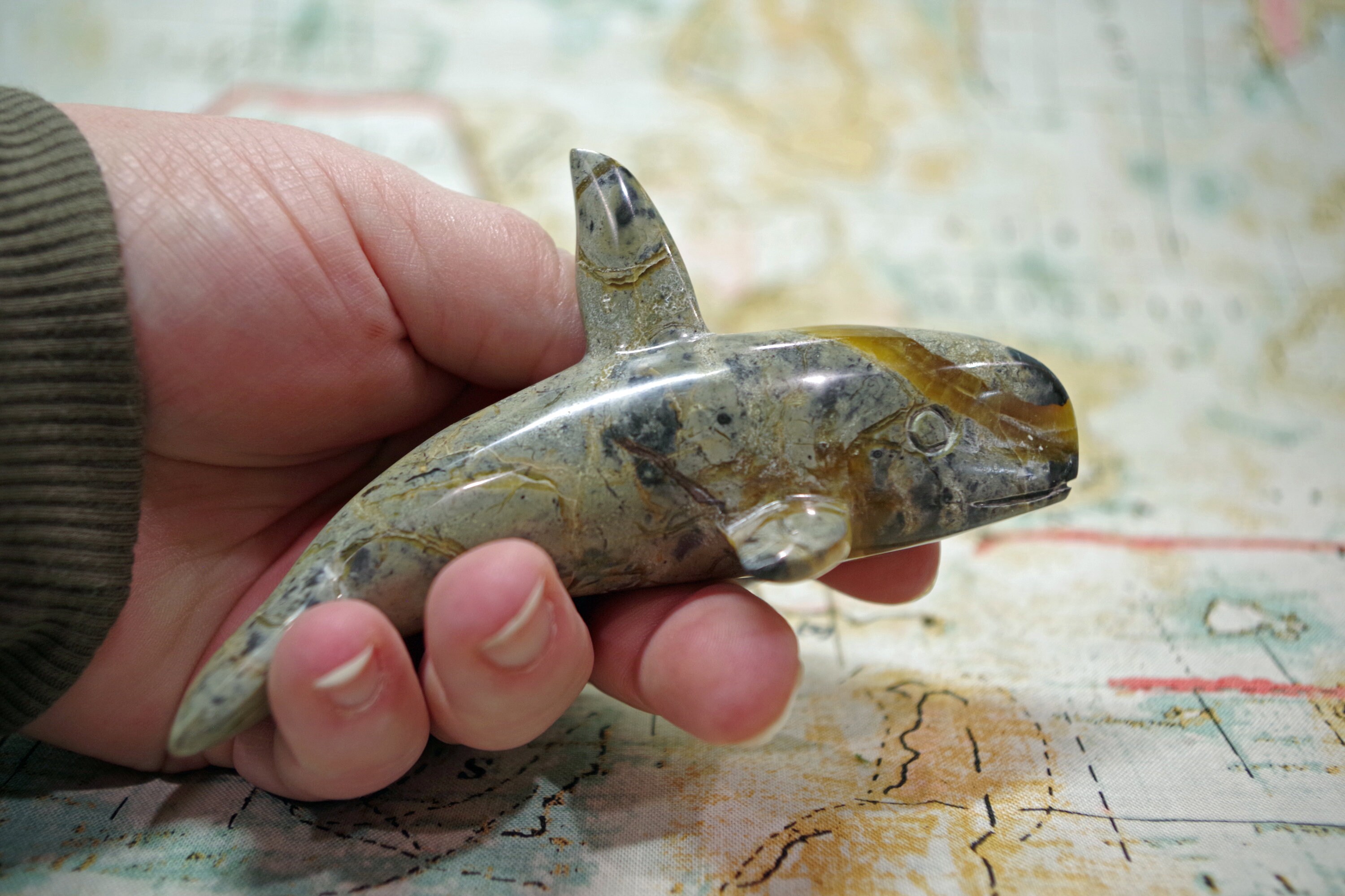 Septarian Stone Orca Killer Whale Custom Hand Crafted Carving Unique 2. ...