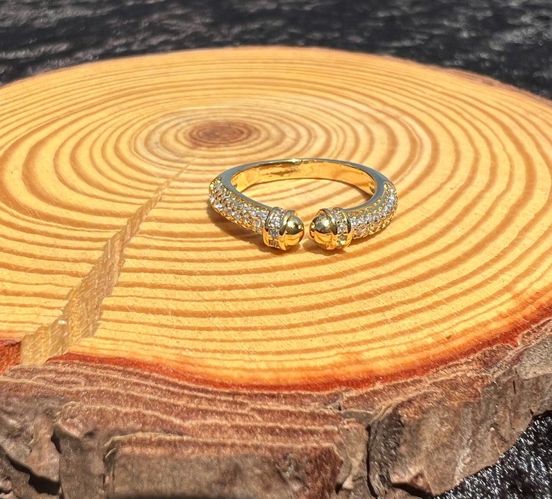 Stackable 14k Gold Dipped CZ Pave Open Fashion Ring Handmade - Etsy