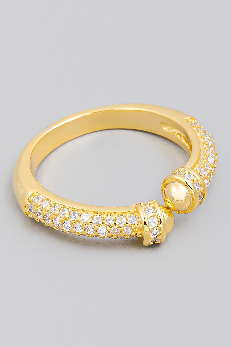 Stackable 14k Gold Dipped CZ Pave Open Fashion Ring Handmade - Etsy