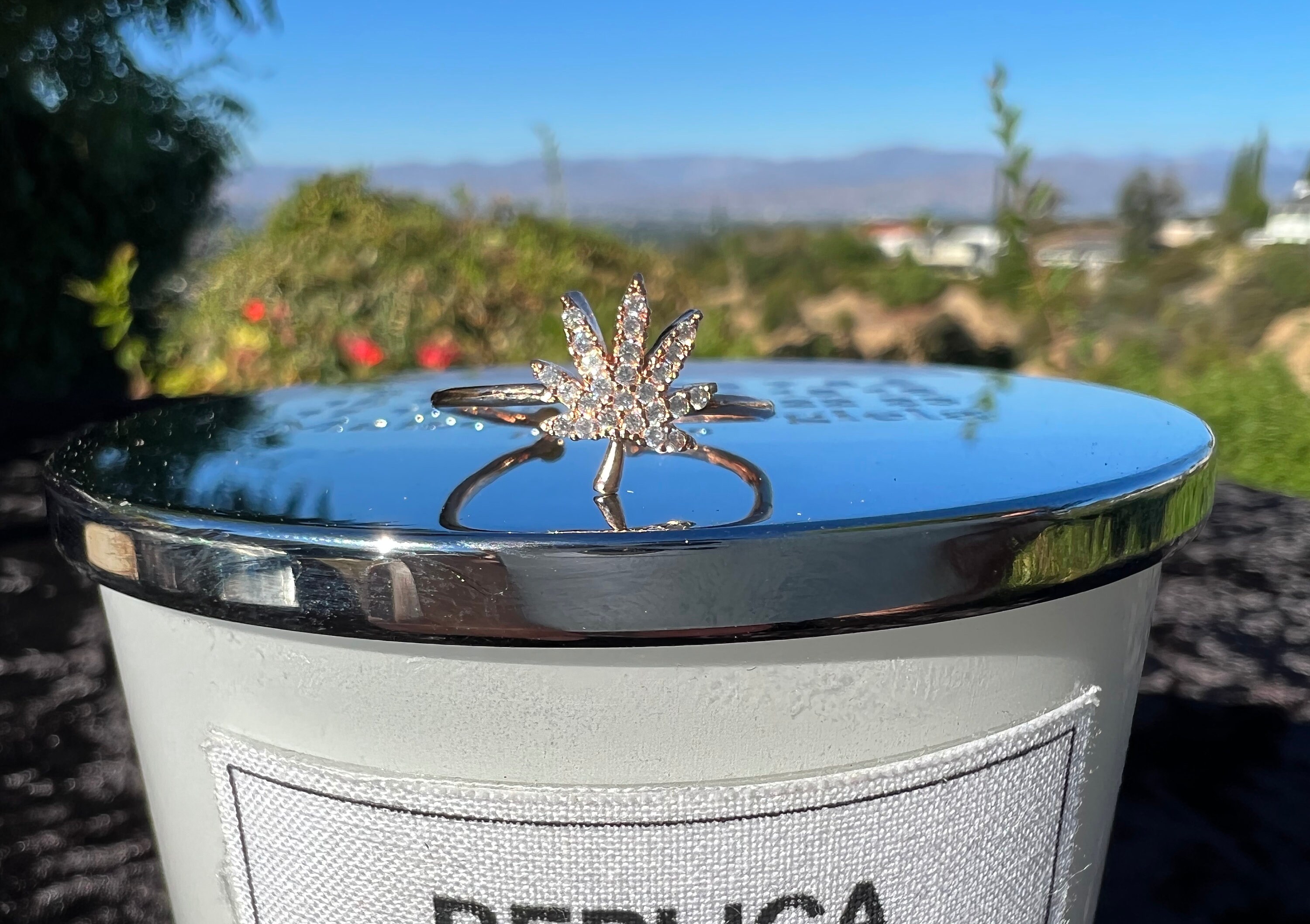 Stackable 14k Gold Dipped Handmade CZ Studded Cannabis Ring Size 6 Gold ...