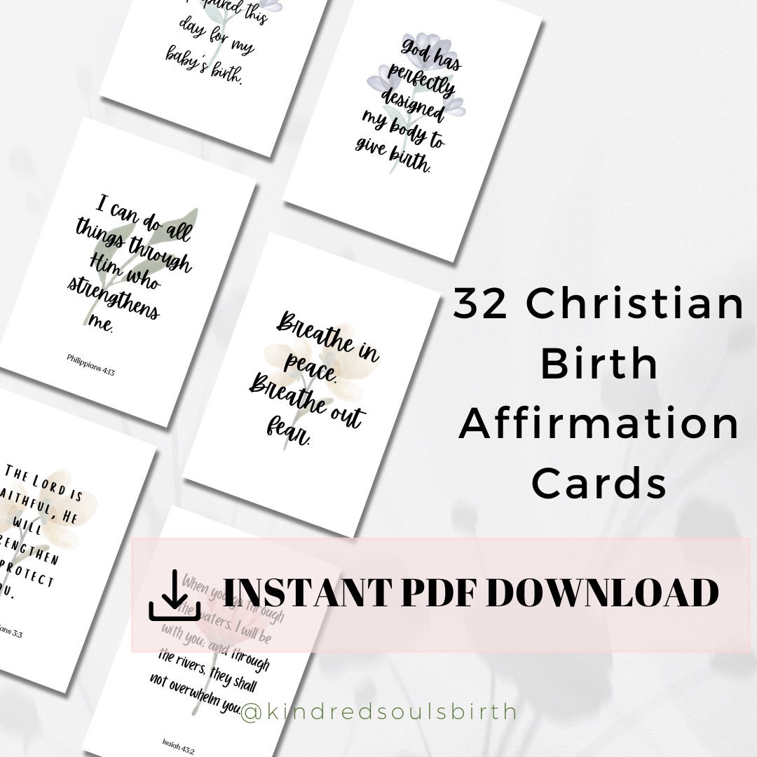 32 Christian Birth Affirmation Cards - Printable Scripture Pregnancy ...