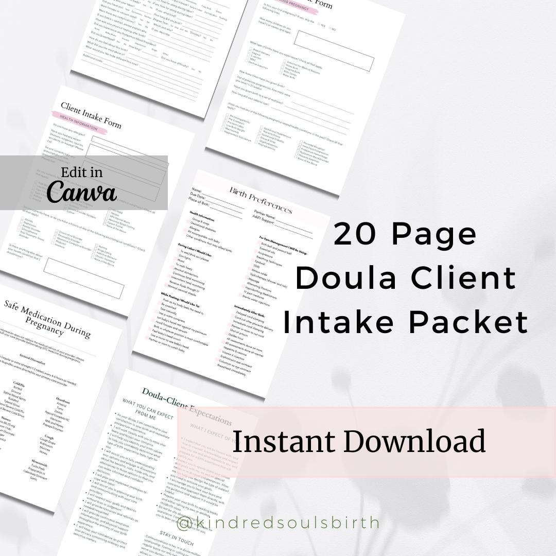 Doula Client Intake Packet, Prenatal Appointment Form, Pregnancy ...