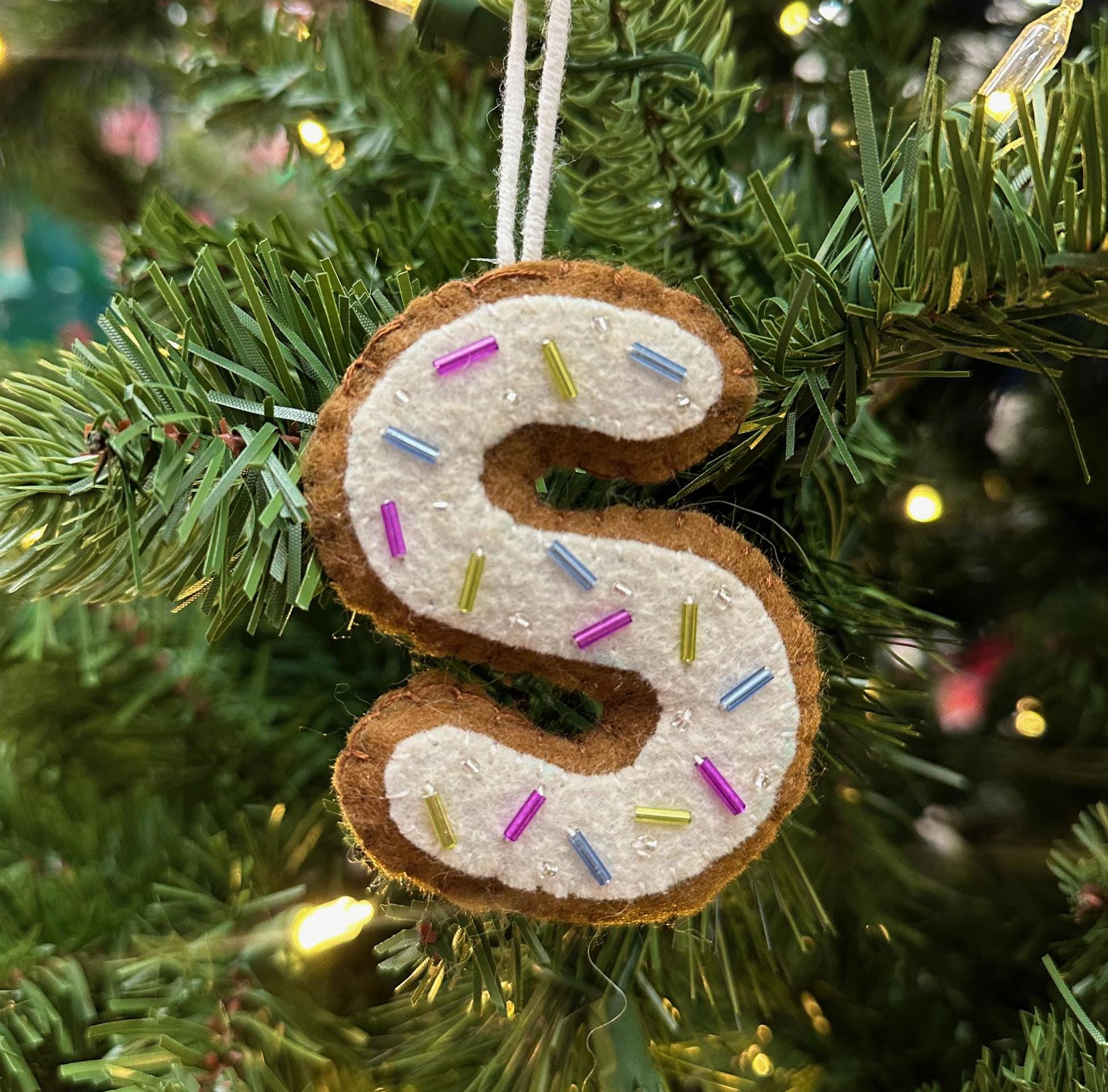 Custom Colors | Hand Stitched Felt Letter Ornament | Customizable Bead ...