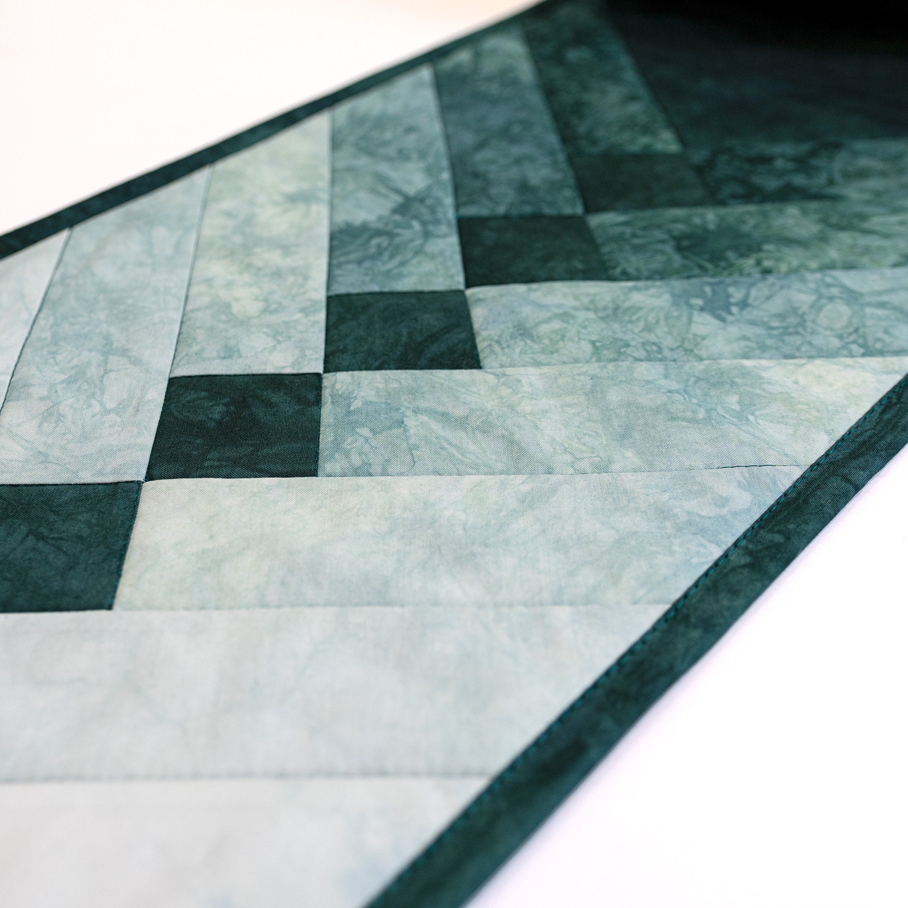 Teal Quilted Table Runner Handmade With Hand Dyed Kona Cotton - Etsy