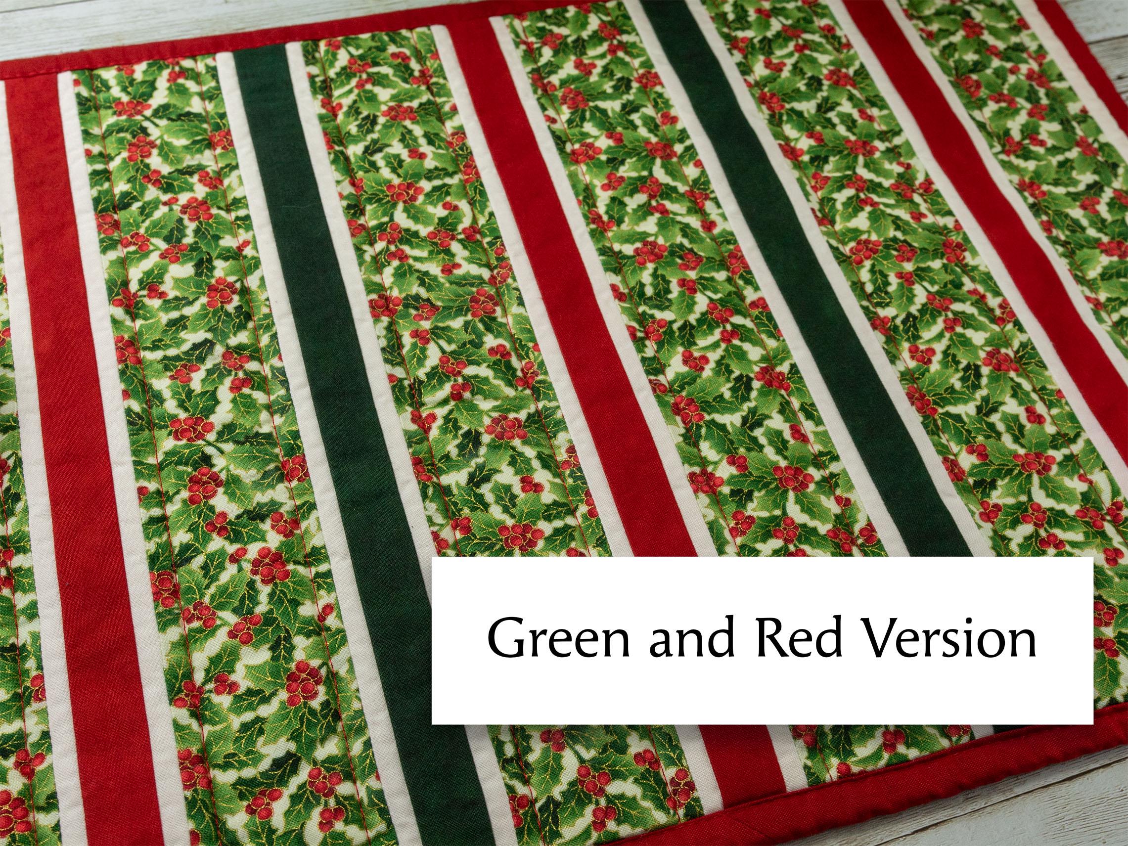 Christmas Holly Quilted Table Runner - Handmade With Hand-dyed Kona ...