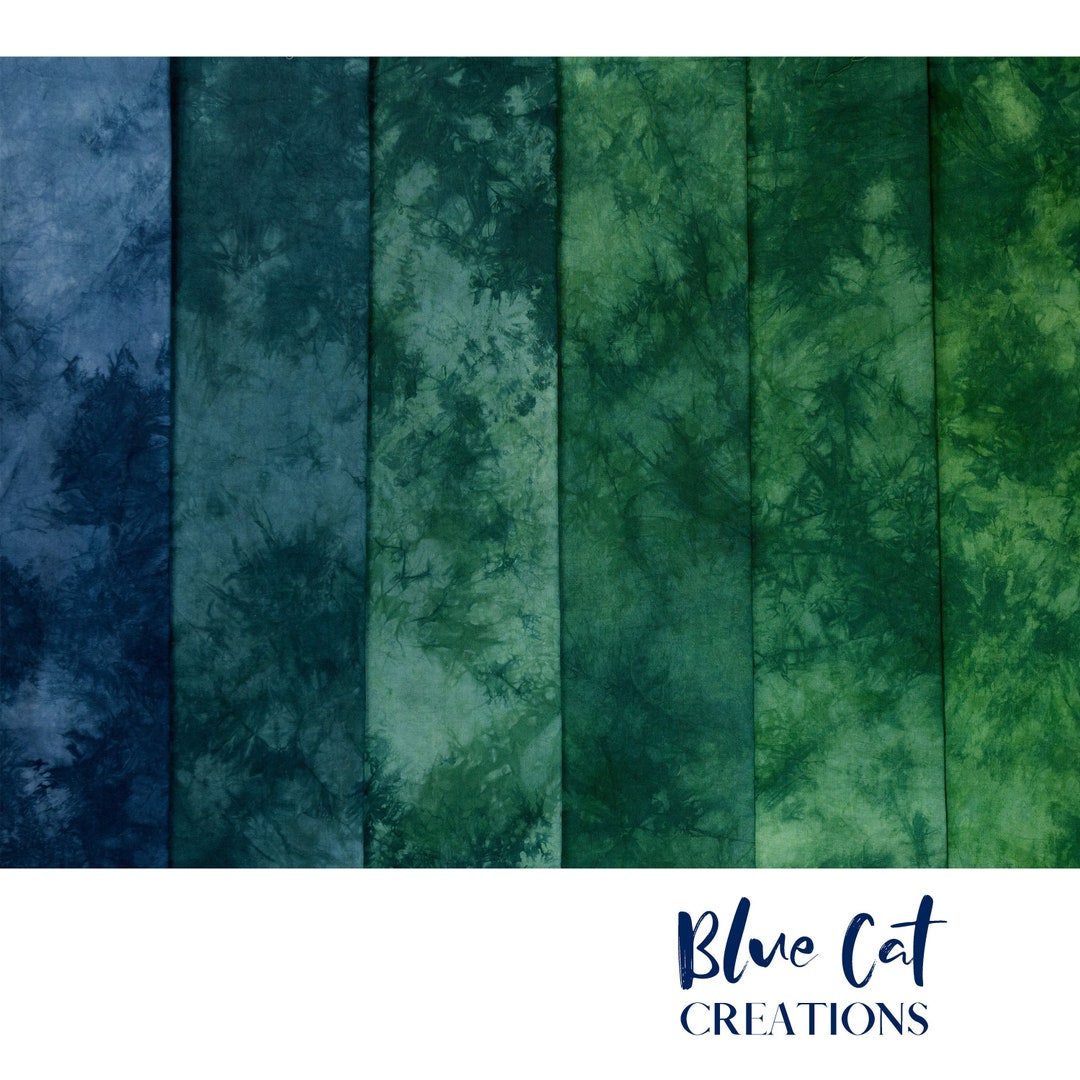 Hand Dyed Blue to Green Fat Quarter Bundle / Kona Cotton Ombre Fabric Gradient - Etsy