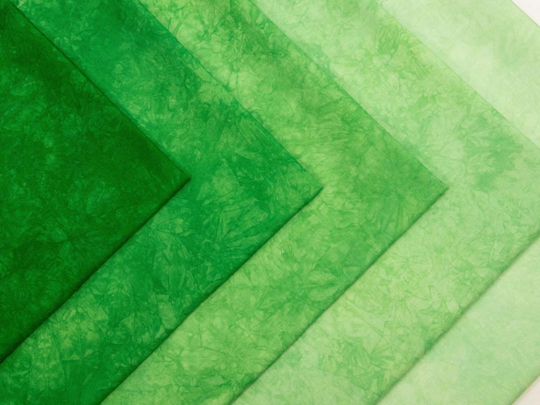 Hand Dyed Spring Green Fabric Gradient, Kona Cotton Fat Quarter Bundle ...