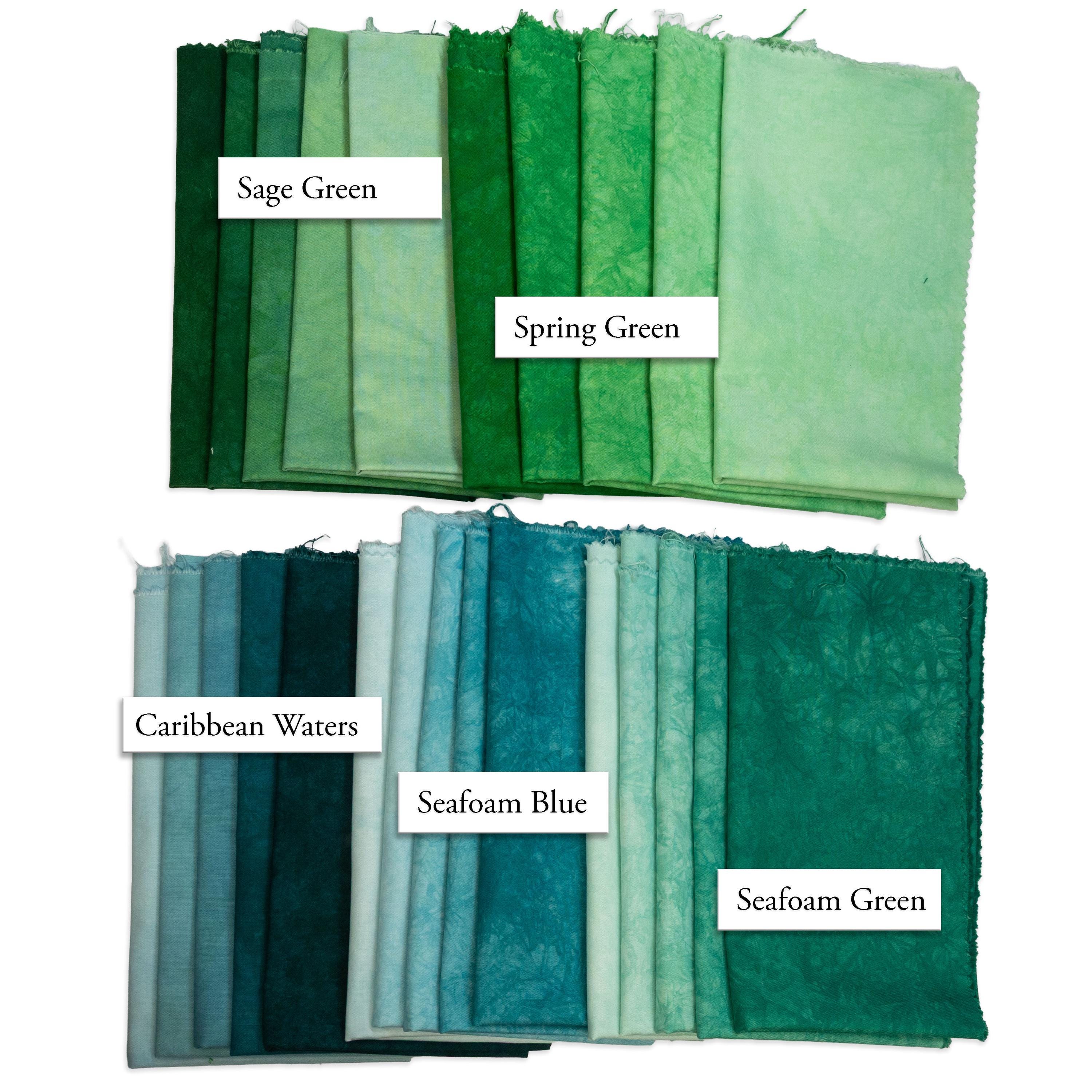 Hand Dyed Seafoam Blue Fabric Gradient, Kona Cotton Fat Quarter Bundle ...