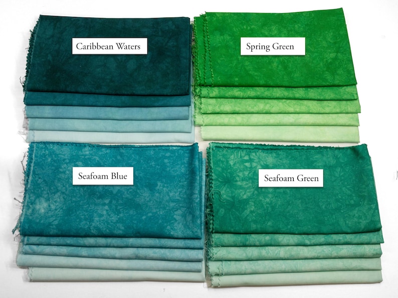 Hand Dyed Spring Green Fabric Gradient, Kona Cotton Fat Quarter Bundle ...