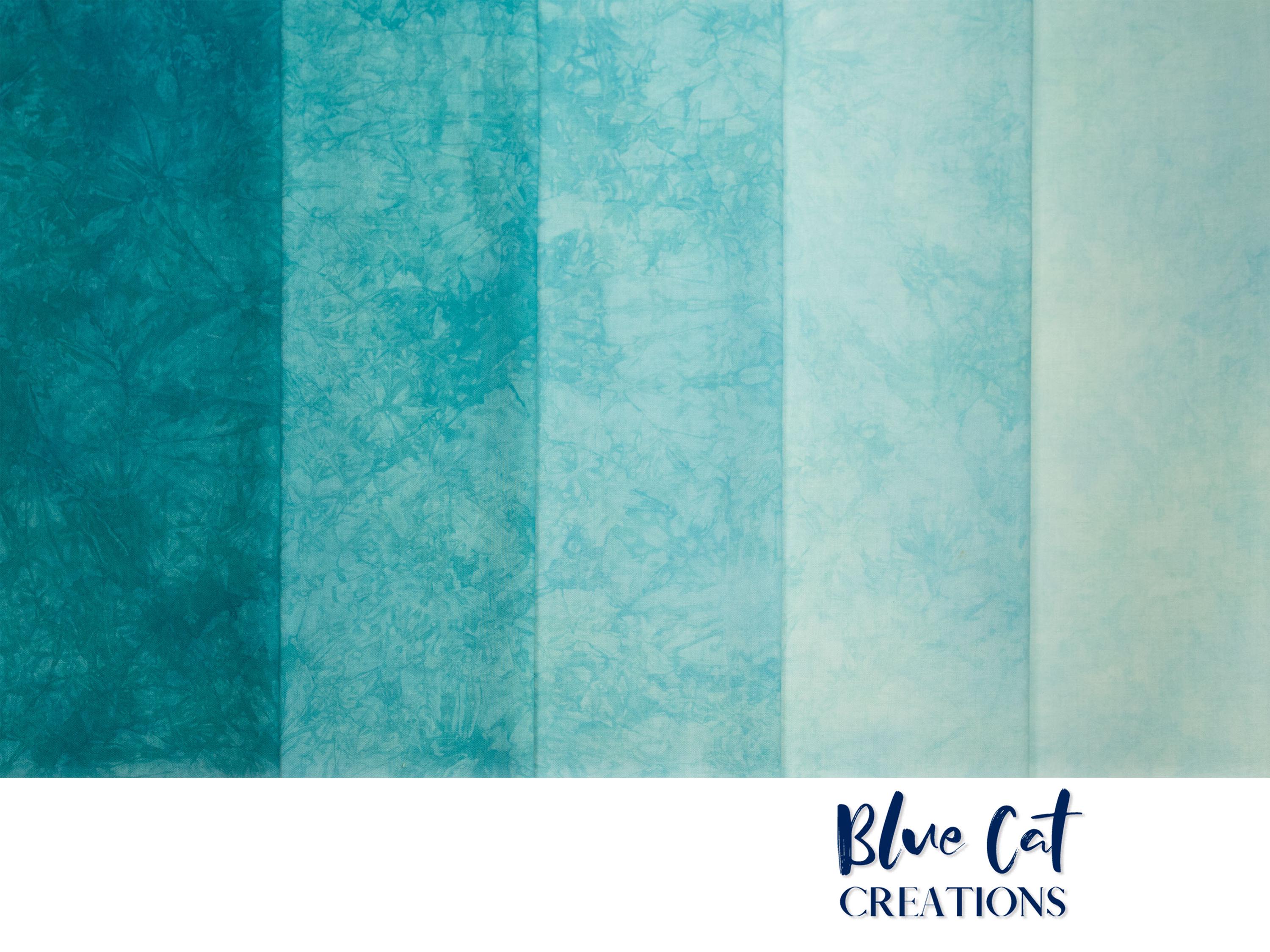 Hand Dyed Seafoam Blue Fabric Gradient, Kona Cotton Fat Quarter Bundle ...