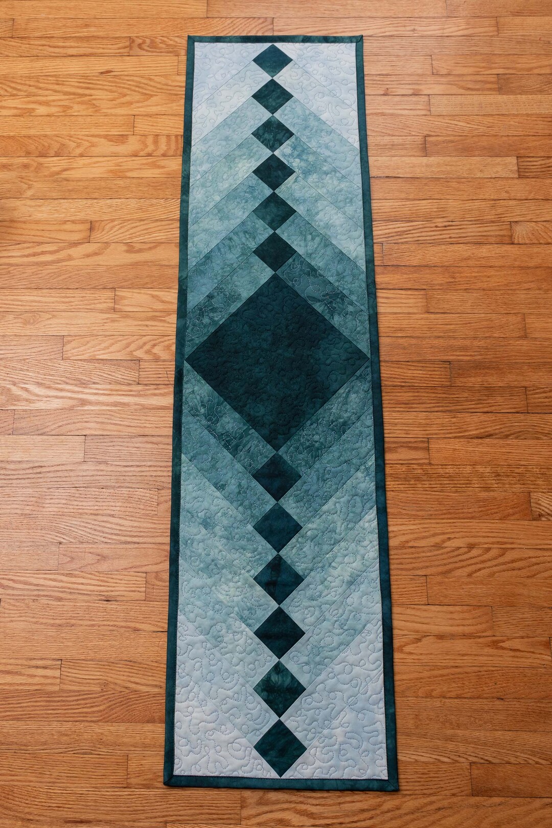 Teal Quilted Table Runner Handmade With Hand Dyed Kona Cotton - Etsy